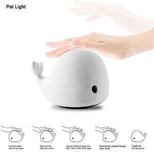 Mystery 4-Modes Children Night Light, USB Rechargeable Dolphin Night Light With Warm White, Strong White, 5 Single Colors and 5-Color Breathing Modes, Sensitive Tap Control for Baby Adults Bedroom