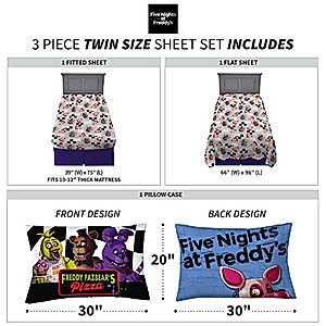 Franco Kids Bedding Super Soft Microfiber Sheet Set, Twin, Five Nights At Freddy's