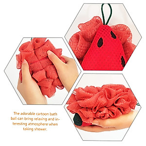 Lurrose 4pcs Exfoliating Cartoon Shower Bathing Watermelon Pouf Loofahs Ball Loofah Colorful Bath Funny Mesh Sponge for Fruit Adults Scrubber Balls Cute Wash Body Creative Red