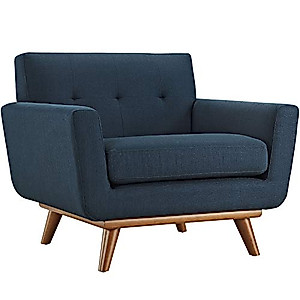 Modway Engage Mid-Century Modern Upholstered Fabric Accent Arm Lounge Chair in Azure, Armchair