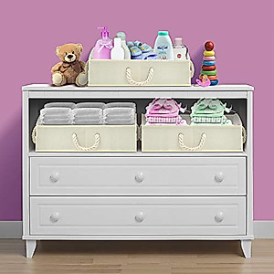 Sorbus Storage Bins [3-Pack] Fabric Storage Baskets, Foldable Closet Organizer Trapezoid Storage Box (Beige)