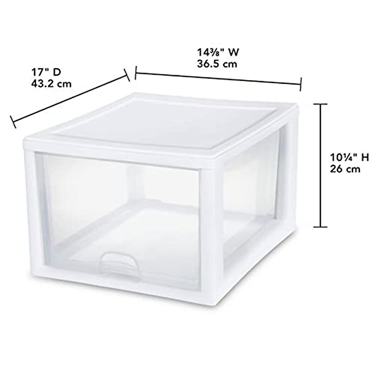 Sterilite 27 Quart (4 Pack) and 16 Quart (6 Pack) Stackable Clear Plastic Storage Drawer Containers for Home and Office Organization, White