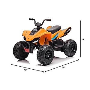 Luibas 2023 24V Ride on Car, Kids 4 Wheeler Battery Powered Electric ATV, 24V Ride on Toy for Big Kids, 4 Wheeler Quad Toy Car for Boys & Girls, Kids Electric Vehicle with Music, LED Lights, Yellow