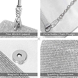 Yokawe Rhinestone Clutch Purses for Women Bling Crystals Evening Bag Wedding Party Prom Cocktail Handbags (Silver)