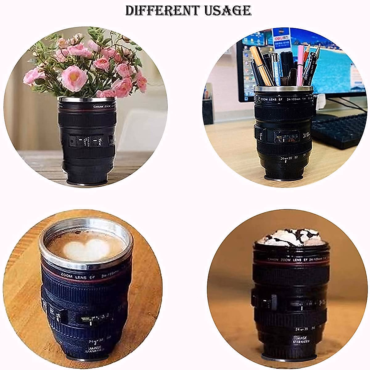 Lens Mug, Non-Slip with Featuring Smart Grip Suction, 13.5 Oz food grade Stainless Steel Cup, Travel Magic Mug, Gift for Men Women Boyfriend Teenage boy girl Photographer Father’s Day Dad Husband Son