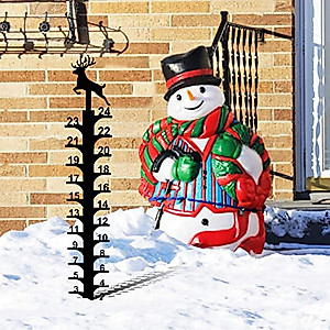 Flexyony Outdoor Snow Gauge 24 Inch Iron Art Snow Gauge Detachable Christmas Snowflake Snowfall Measuring Gauge Handmade Snow Measuring Stick for Garden Yard Christmas Decoration Gift (C-Elk)