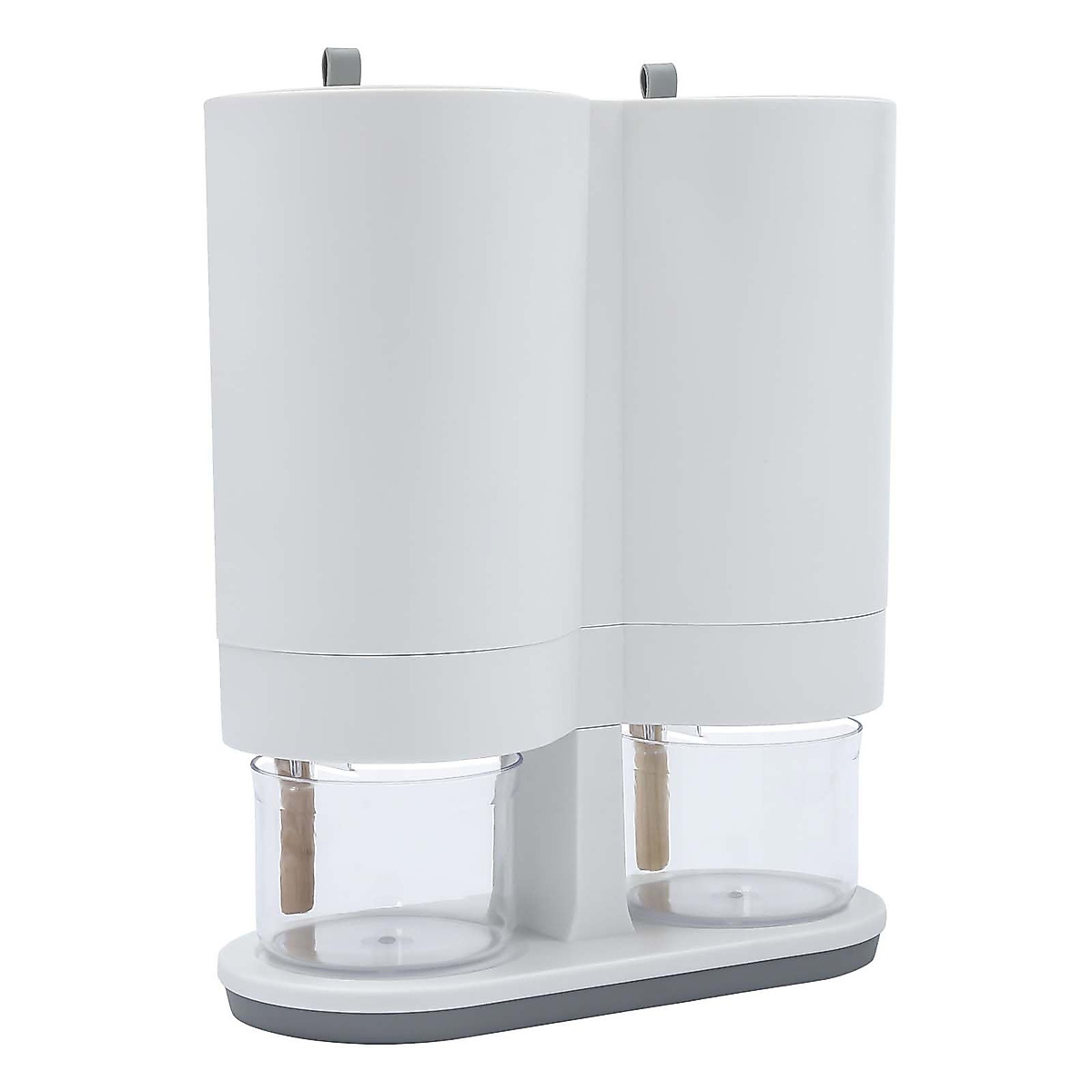 Xuthusman 11.02 lbs Dual Rice Dispenser with Two Measuring Cups, Free-standing Rice Dispenser, PP Dual Rice Storage Container 12 * 5.9 * 14.17in (White+Grey+Clear)