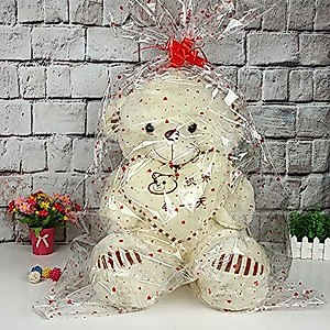 Clear Basket Bags, 10Pack 22x32 Inches Large Cellophane Bags Clear Printed Cellophane Wrap for Gift Baskets,Presents, Weddings, Bridal/Baby Showers and More