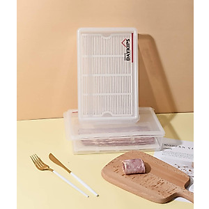 Komax Daykips Bacon Container for Refrigerator – BPA-Free Refrigerator & Freezer Containers for Food – Bacon Keeper for Refrigerator w/Dripping Tray for Bacon, Deli Meat & Cheese Storage (Set of 2)