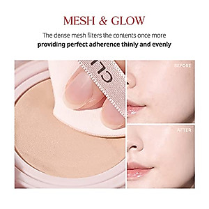 CLIO Kill Cover Mesh Glow Cushion Refill Included (15g*2, 4 GINGER) - Foundation Cushion, Korean Cushion, Glowy Skin Makeup