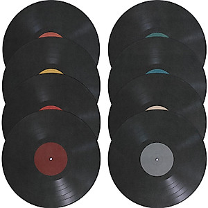 VOSAREA 8pcs Vinyl Record Wall Stickers Vintage Vinyl Record Decals Decorative Vinyl Record Wall Ornaments for Home Cafe Bar Decor