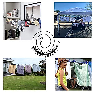 Cosybeau 2 Pack Portable Travel Clothesline with 12 Clothespins, Adjustable Elastic Laundry Clothes Line for Home, Outdoor Hanging Clothes, Backyard, Hotel, Clothes Drying Line
