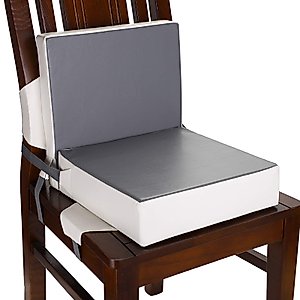 Sumnacon 2Pcs Chair Increasing Cushions - Baby Toddler Kids Infant Portable Dismountable Adjustable Highchair Booster Cushion Washable Thick Chair Seat Pads Buckle Straps, Grey + Beige