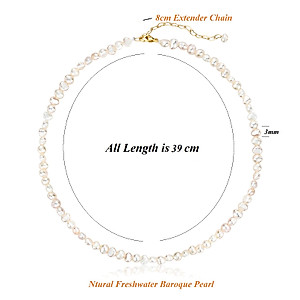 Pearl Choker Necklace 16'' Pearl Chain Necklace 3mm Handpicked Dainty Tiny Small Beaded Pearl Necklace Gifts for Women Girls