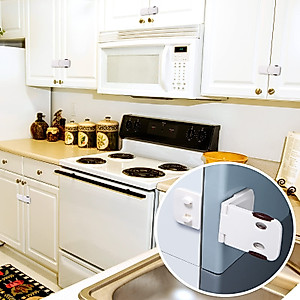 6 Pieces Child Safety Cabinet Locks,Baby Proofing Latches for Kitchen, Fridge, Cabinets, Drawers, Dishwasher, Storage Doors, Cupboard, Oven Toilet, Refrigerator, Strong Adhesive No Drilling (Brown)