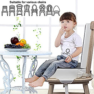 Kalawen Toddler Booster Seat Cushion upgrade, PU Washable 2 Straps Safety Buckle Kids Booster Seat for Dining Table, Portable Travel Increasing Cushion for Chair