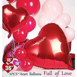Pink and Red Balloon Garland kit 125PCS Valentines Day Balloon Arch with Heart Shape Balloons and Lip Starburst Balloons For Valentines decorations Girl birthday Party Lady Nignt Proposal engagement supplies