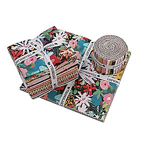 COTTONVILL Collection Bloom 20COUNT Cotton Print Quilting Fabric (Precuts, Quarter 24pc)