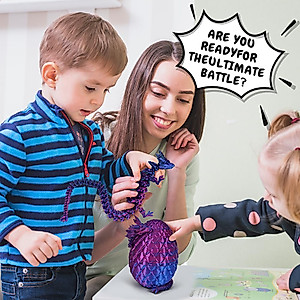 3D Printed Dragon Egg, Mystery Crystal Dragon Egg Fidget Toys Surprise, Articulated Crystal Dragon Eggs with Dragon Inside (Laser Purple)