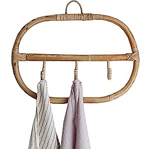BETYMAO Rattan Wall Hooks Handmade Natural Organizer Rack Hanging Hook Rattan Hanger Handmade Wall Mounts for Towel Kids Garments Clothes Hat Room Decor