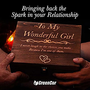 GreenCor Anniversary for Her | Girlfriend | Wife - Engraved 'To My Wonderful Girl' Wine Tumbler Set - Birthday Gifts for Her | Wedding Anniversary | Valentines day Romantic Set