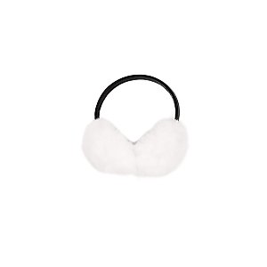 surell - Faux Rex Rabbit Fur Earmuff with Black Adjustable Pleather Band - Soft Fuzzy Headwarmer - Fashion Accessory - Stylish Comfort Headwear (White)
