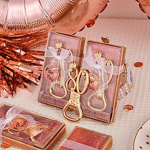 24 boxes of rose gold themed 80th birthday bottle openers favored for 80th anniversary wedding party gifts, 80th birthday party souvenirs or party decorations (80 shape)