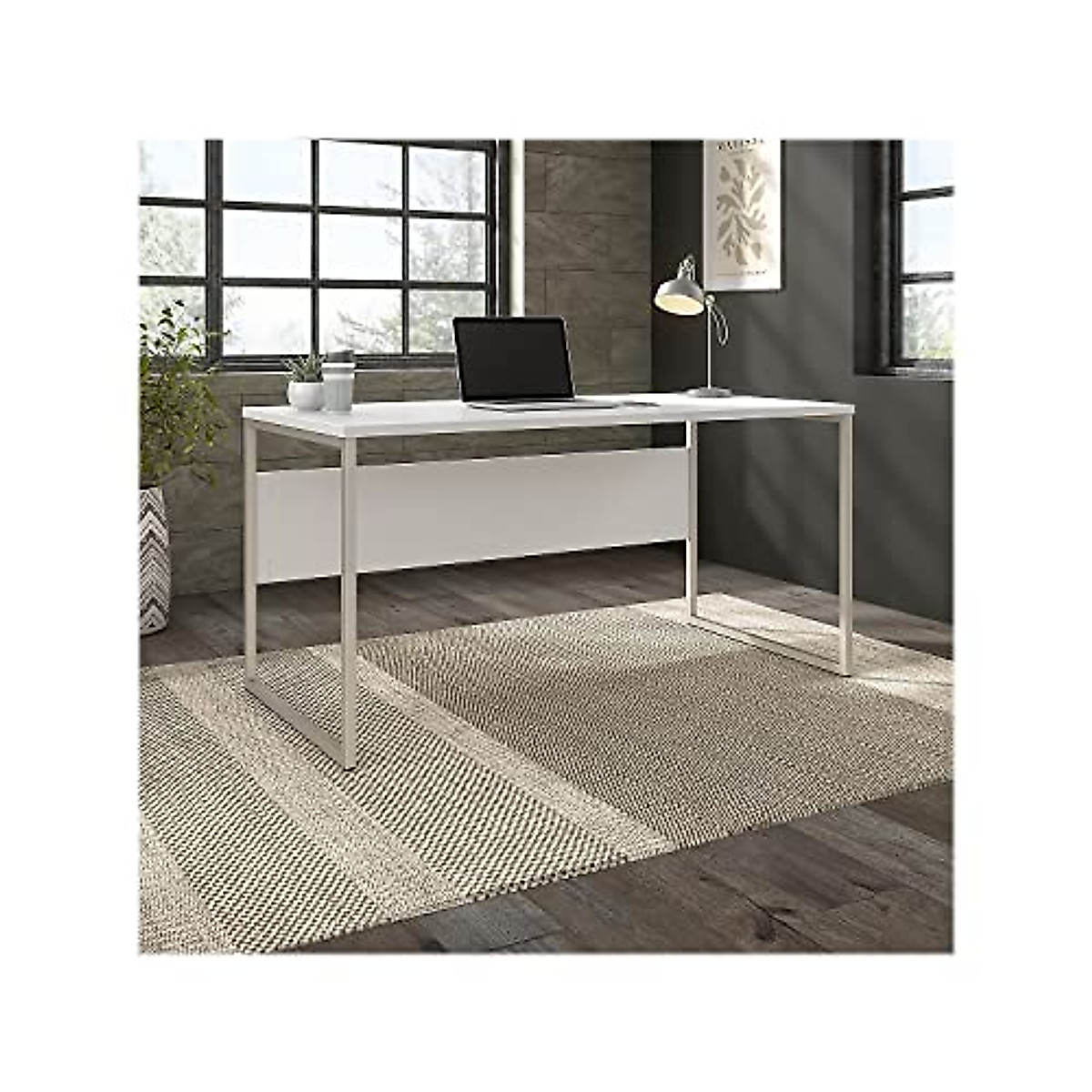 Bush Business Furniture Hybrid Computer Table Desk with Metal Legs, 60W x 30D, White