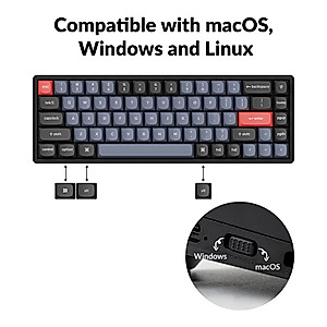 Keychron K6 Pro Wireless Custom Mechanical Keyboard, QMK/Launcher Programmable Macro, Hot-Swappable Keychron K Pro Red Switch, 65% Layout Aluminum RGB Backlit Office Keyboard for Mac Windows Linux