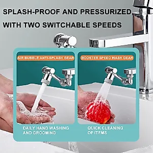 1080° Swivel Faucet Extender Sink Aerator, Splash Water Filter Extension, Kitchen Bathroom 360° Rotatable Spray Attachment, Universal Robotic Arm -Wash Hand/Hair/Face