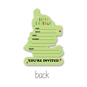 Opomzk Cute Dinosaur 3rd Party Invitations with Envelopes, 20 Set Dinosaur Three Shaped Invitations Third Birthday Kids Party Invites Supplies Favors, Double-Sided