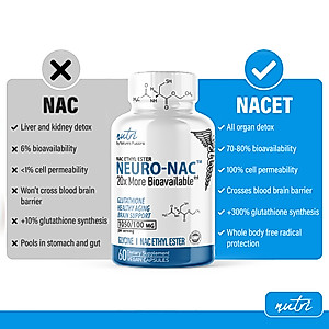 Nature's Fusions Neuro NAC Supplement N-Acetyl Cysteine Ethyl Ester - More Bioavailable Than NAC 600 mg - Boost Glutathione 10x More Than Liposomal Glutathione - 60 Capsules