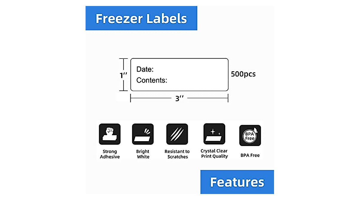 Printholic 500 Pcs Freezer Food Labels - Removable and Durable