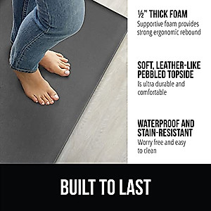 Gorilla Grip 2 Piece Anti Fatigue Cushioned Kitchen Floor Mat Set, Ergonomic Standing Office Desk Mats, Supportive Padded Memory Foam Rugs Waterproof Scratch Resistant Topside 17x29 and 17x59 Charcoal