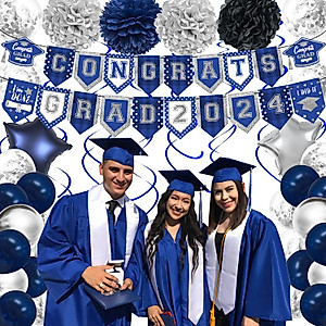 2024 Graduation Party Decorations Green White Gold Graduation Party Decorations Kit-Class of 2024 Congrats Grad Banners, Paper Pompoms,Foil Balloons for 2024 Green White Gold Graduation Party Supplies