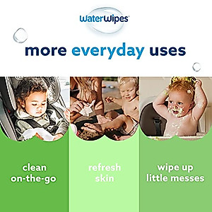 WaterWipes Plastic-Free Textured Clean, Toddler & Baby Wipes, 99.9% Water Based Wipes, Unscented & Hypoallergenic for Sensitive Skin, 240 Count (4 packs), Packaging May Vary