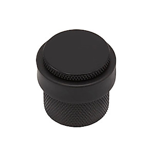 Metal Workz Hardware Modern Floor Mount Door Stop Solid Brass Knurled Textured Rubber Door Stopper (Satin Brass)