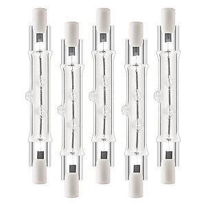 Jaenmsa R7S Halogen Bulbs 500W 120V, R7S T3 118mm 500W Bulbs 4.6 Inch, J Type Double Ended Halogen Light Bulbs for Work,Security,Landscape Lights,Dimmable,5 Pack