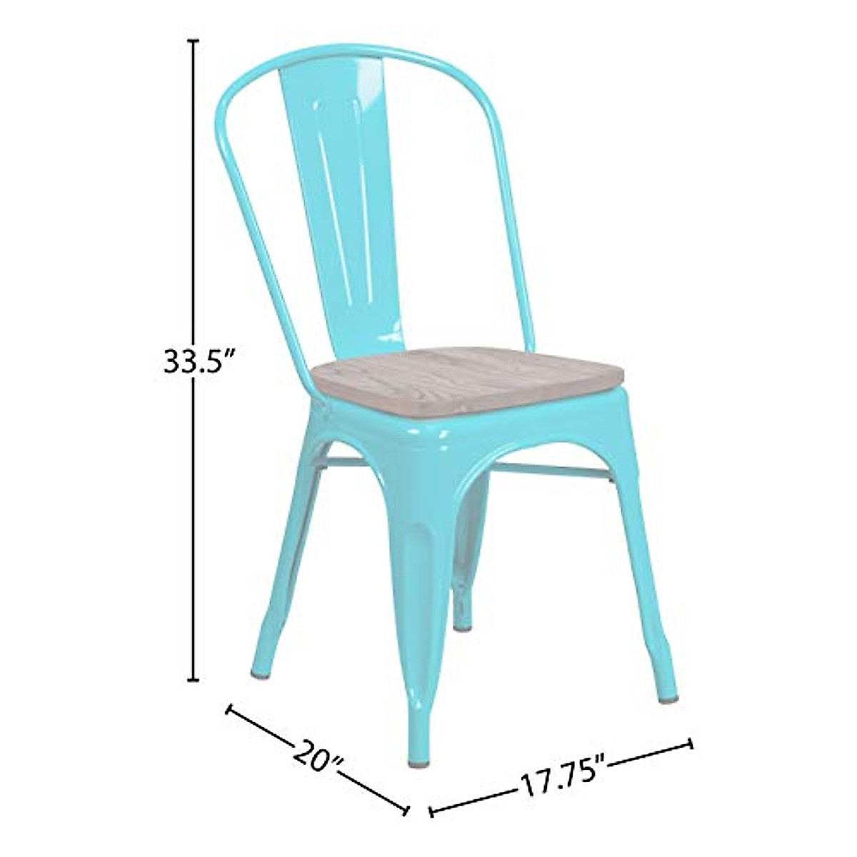 Flash Furniture 4 Pk. Crystal Teal-Blue Metal Stackable Chair with Wood Seat
