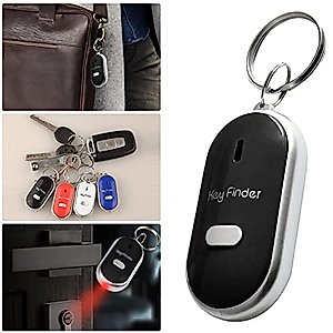 Key Finder Device - Voice Control Anti-Loss Device with Whistle Audio Induction Portable Locator for Pet Keychain Locator Key Suitcase Tracking Locating, Black