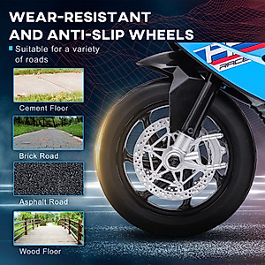 Aosom Licensed 6V Kids Ride on Motorcycle, Off-Road Battery Powered Three Wheels Dirtbike with USB, AUX, Music and Headlight for Toddler, Blue