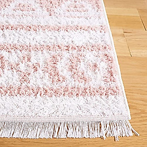 Safavieh Augustine Collection Area Rug - 5' x 7'7", Ivory & Pink, Moroccan Boho Tribal Fringe Design, Non-Shedding & Easy Care, Ideal for High Traffic Areas in Living Room, Bedroom (AGT849U)