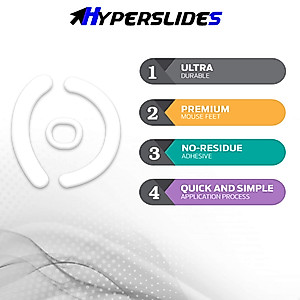HYPERSLIDES 2 Sets Rounded Curved Edges Mouse Feet, Skates, Pads for Logitech G703, G603, G403 Gaming Mouse Feet Replacement (0.8mm, Smooth, Pure White PTFE) Pro Performance Upgrade