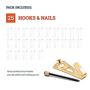 Plaster Picture Hangers 30 lbs - 25 Pack - Picture Hanging Nails - Picture Hanging Hooks - Picture Hang Solutions