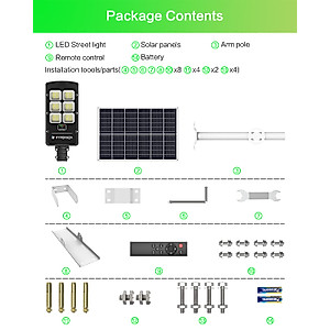 HYPERAZA Solar Street Light, 600W Solar Pole Lights Outdoor Dusk to Dawn Solar Flood Light with Remote Control IP66 6500K, Super Bright Solar Powered Lighting for Garage, Garden, Street