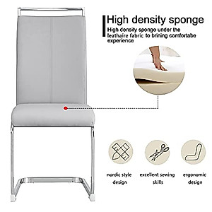 Baysitone Modern Dining Chairs Set of 4, Side Dining Room Chairs, Kitchen Chairs with Faux Leather Padded Seat High Back, Chairs for Dining Room,Kitchen, Living Room Light Grey