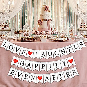3 Pcs Bridal Shower Banner Love Laughter and Happily Ever After Banner Engagement Party Decorations Bachelorette Wedding Shower Supplies Bridal Shower Decorations Wedding Sign