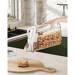 Livaprul Rice container storage tank, kitchen storage container, sealed food storage, sealed design measuring cup. With pouring port, suitable for oatmeal, grains, rice, flour (blue, 1600ML)