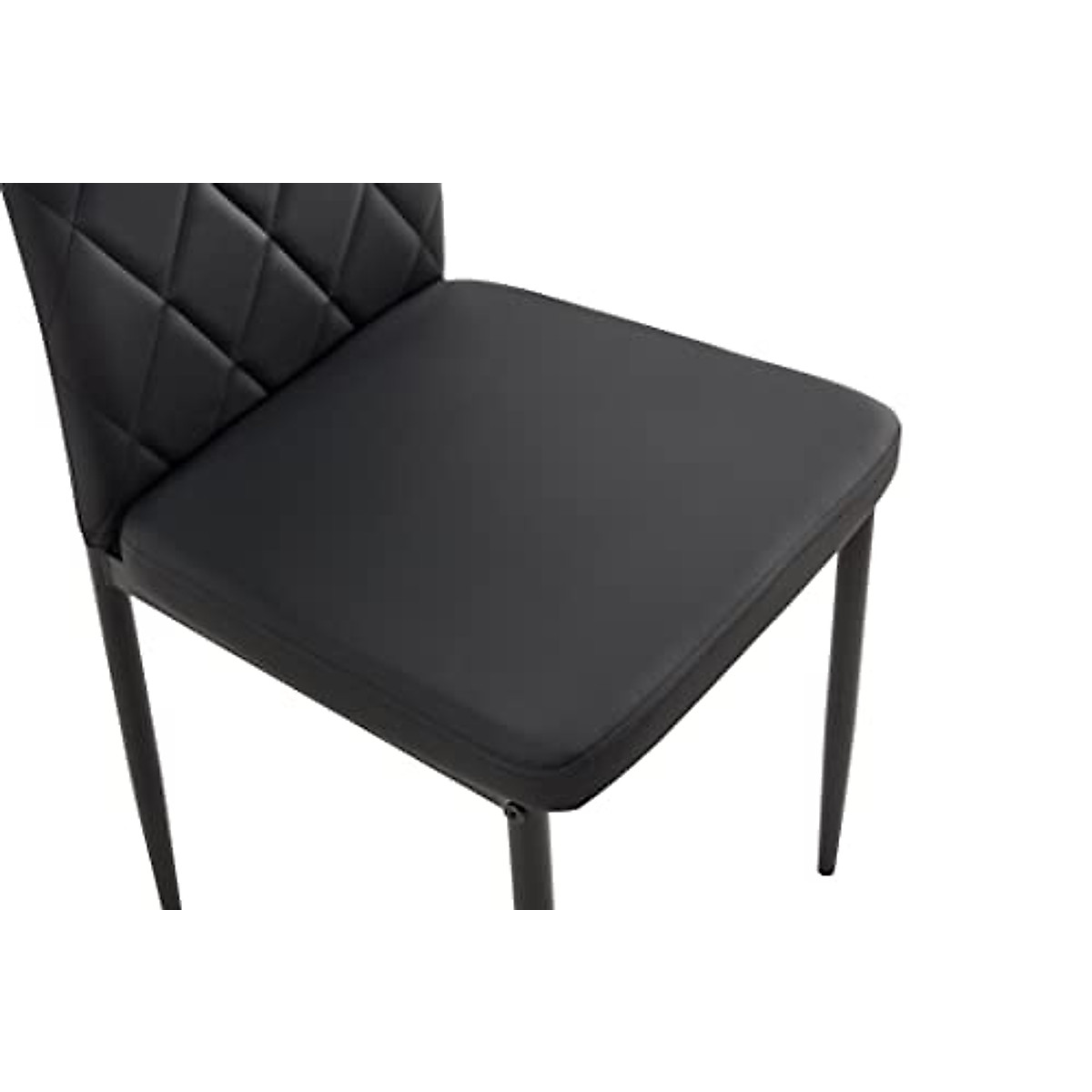 YISH W24138516 PU Leather Dining Chairs Armless Side Set of 4 with Metal Legs, Cushioned Seat Accent Backrest Living Room Kitchen Lounge, Black