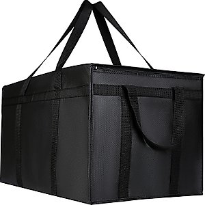 musbus catering bag for doordash 22x14x13 4 PACK XXXL Insulated Food Delivery Bag Cooler Bags Keep Food Warm Catering Therma Cooler Bags Therma Shopper hot Black 22w x 14 lx 13d hot boxes
